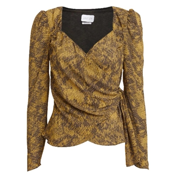 SAYLOR | Tops | Saylor Leonie Snakeskin Blouse In Mustard | Poshmark